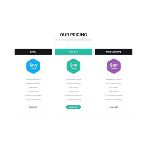 Premium Psd Pricing Plan Web Template