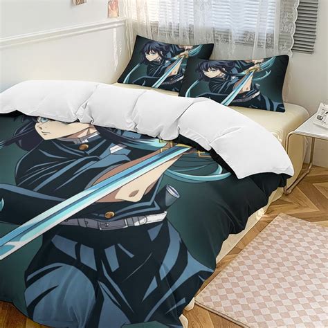 Demon Slayer Muichiro Tokito 3 Piece Bedding Set Warm And Comfortable