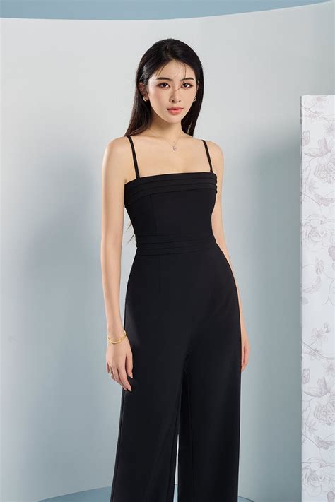 Mya Pleated Jumpsuit In Classic Black Chello