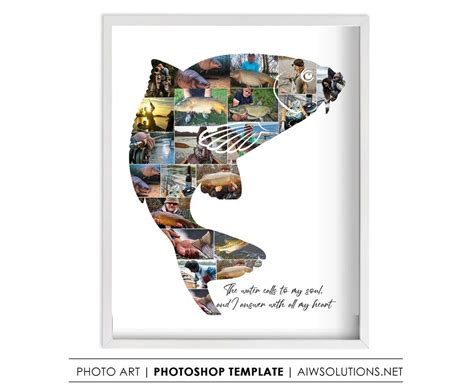 Carp Fishing Photo Collage Template Carp Fish Shape Carp Fishing Art