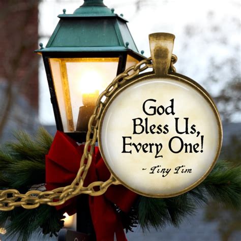 Tiny Tim God Bless Us Necklace Christmas Carol Quote Jewelry Etsy