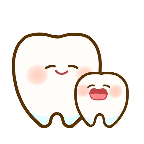 【医療・歯】笑顔の親子の歯（永久歯・乳歯）のかわいいフリーイラスト フタバのフリーイラスト