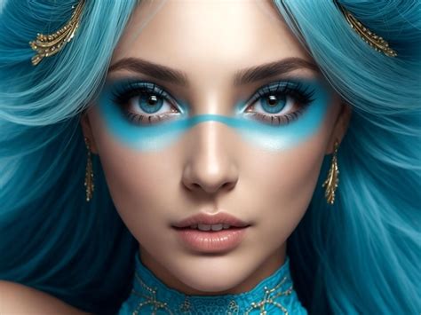 Premium Ai Image Cute Woman With Blue Dress