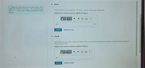 Solved A Kg Block Slides Along A Horizontal Surface With Chegg