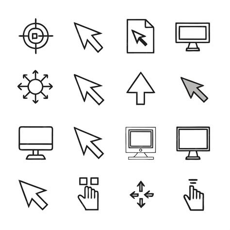 Collection Of Different Computer Cursors And Pointers In Classic Black