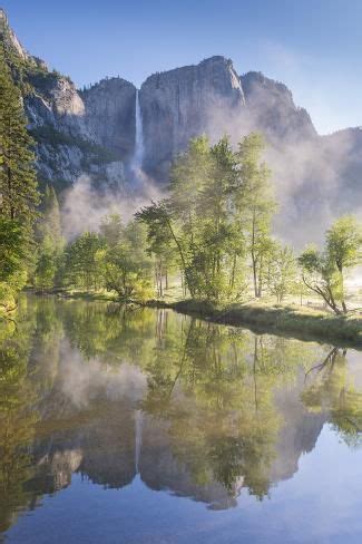 Yosemite Falls Reflected In The Merced River At Dawn Yosemite