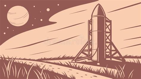 Rocket On Launch Tower Vector Illustration Vector Design Generative Ai