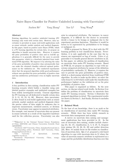 Pdf Naive Bayes Classifier For Positive Unlabeled Learning With
