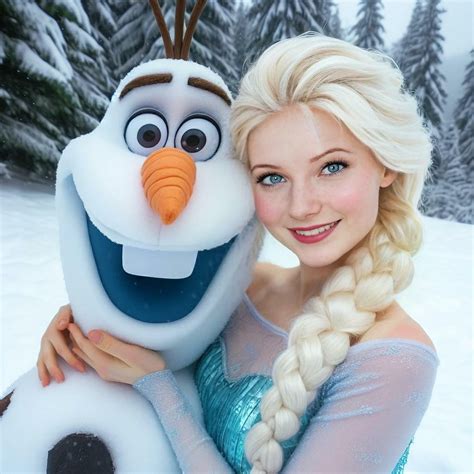 Another Olaf And Elsa Picture Dall E 3 And Faceapp And Gimp