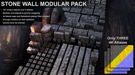 Artstation Stone Wall Modular Pack Resources