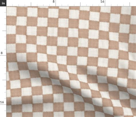 Textured Check Medium Scale Beige Fabric Spoonflower