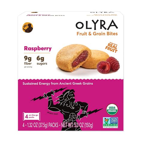 Olyra Raspberry Organic Fruit Bars Prebiotic High Fiber Snack Gut Health Fruit