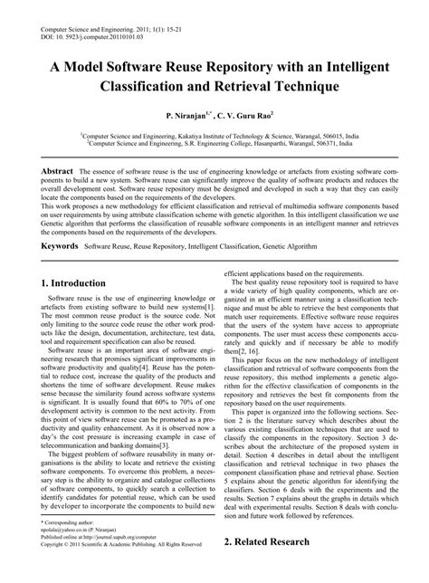 Pdf A Model Software Reuse Repository With An Intelligent Classification And Retrieval Technique