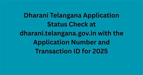 Dharani Telangana Portal Dharani Telangana Application Status Check Of Your Land Application