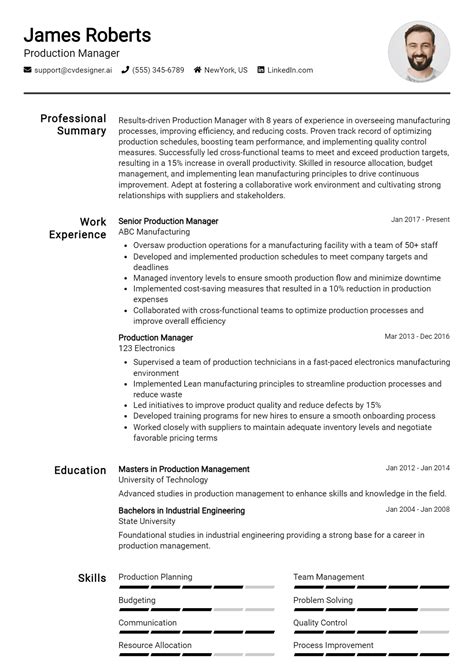 9 Production Manager Resume Examples For 2025 Tips To Stand Out