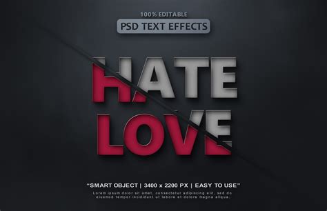 Artstation Hate Love Psd Fully Editable Text Effect Layer Style Psd
