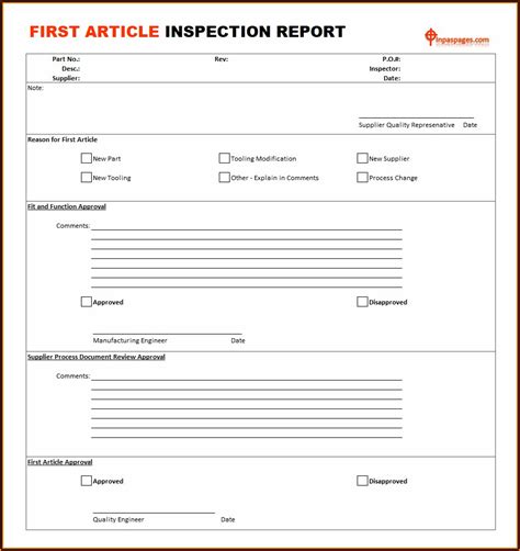 First Article Inspection Form Template 2 Resume Examples Wrypb5ow24