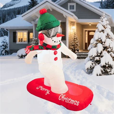 Pts 4ft Christmas Inflatable Snowman With Ski Waterproof