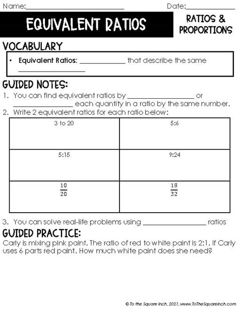 Equivalent Ratios Notes And Practice Interactive Notebook Pages