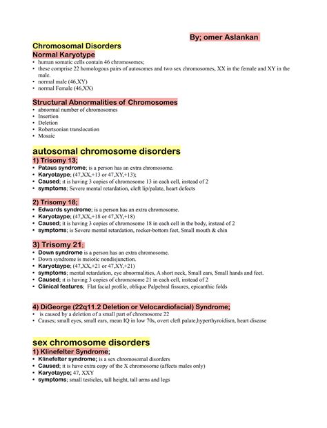Chromosomal Disorders Pdf
