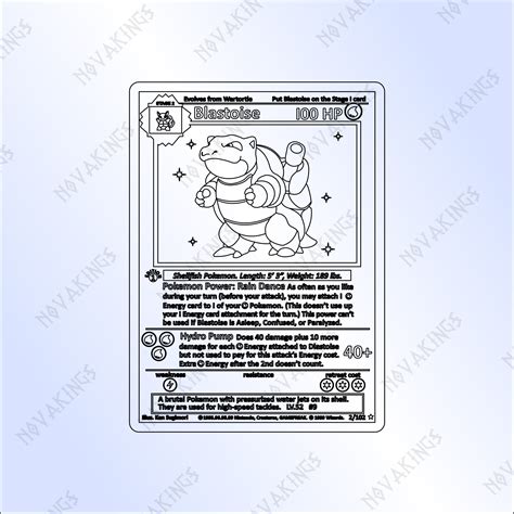 Blastoise Pokemon Card Vector Svg Pdf Dxf Laser Cutter File Etsy