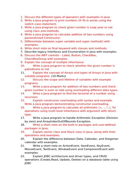 Java Important Questions Pdf