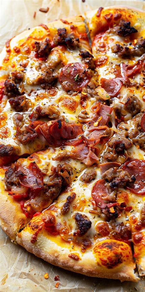 Meat Lovers Pizza 35 Minutes Chasety Pizza Recipes Homemade Meat Lovers Pizza Comfort Food