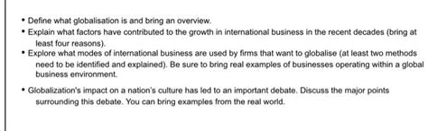 Solved Define What Globalisation Is And Bring An Overview