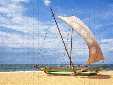 Outrigger Prahu Or Proa On The Beach In Jigsaw Puzzle By Cinoby
