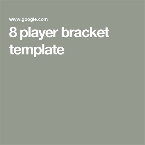 8 Player Bracket Template For Soccer Tournaments