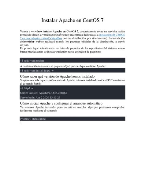 Instalar Apache En Centos 7 Pdf Servidor Apache Servidor Web