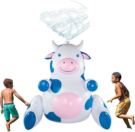 Giant Inflatable Sitting Cow Sprinkler Fun Summer Backyard