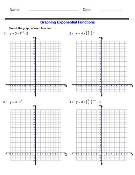 Graph Exponential Function Worksheet
