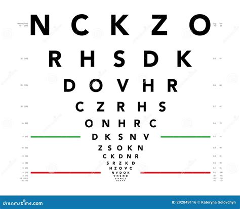 Logmar Chart Eye Test Chart Medical Illustration Line Vector Sketch Style Outline Isolated On