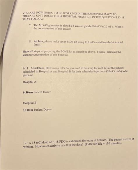 1 The Mo 99te 99m Generator Is Eluted At 6a M And