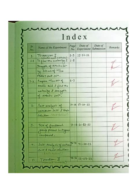 Physics Assignment Index Sr Name Of The Experiment Page Date Of Date