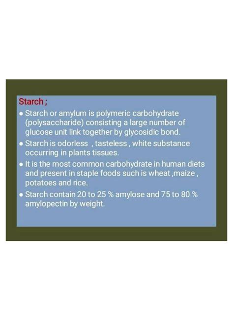 Solution Industrial Chemistry Starch Industry Starch Type Of Starch