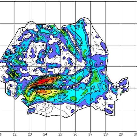 total horizontal gradient of the residual bouguer gravity anomalies