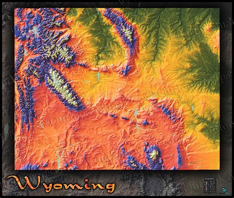 Wyoming Topography Map Colorful Mountains And Terrain