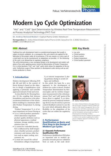 Pdf Modern Lyo Cycle Optimization Hot And Cold Spot Determination By Wireless Real