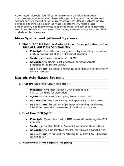 Automated Microbial Identification Systems In Modern Microbiology And Molecular Diagnostics Pdf