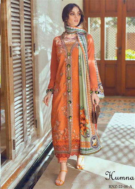 Roheenaz Embroidered Linen Suits Unstitched 3 Piece Ro22fw Rnz 22 08a