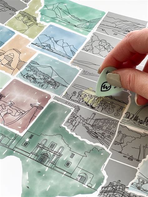 Illustrated Map Us Scratch Off Map