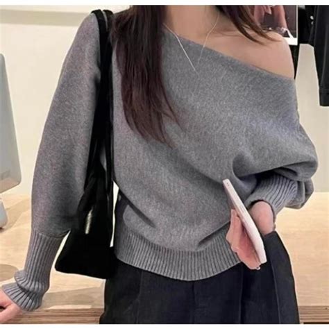 Local Stock Jnn Korean Style Pink Off Shoulder Knit Top For Sweet Girls