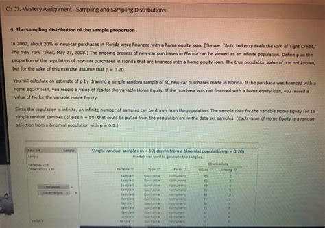 Ch 07 Mastery Assignment Sampling And Sampling