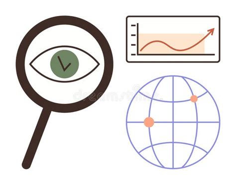 Magnifying Glass Rising Chart And Globe Representing Analytics And
