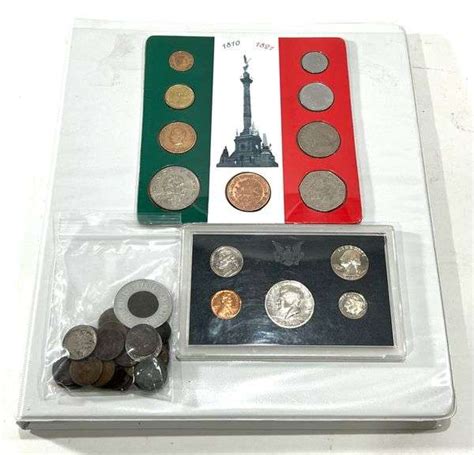 Binder W Assorted Foreign Coins More Black And Gold Auctions
