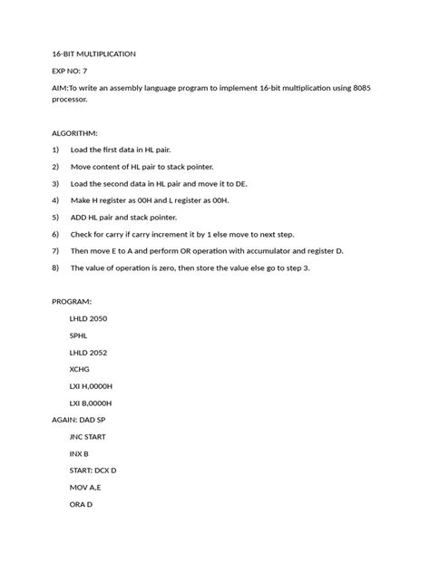 16 Bit Multiplication Pdf