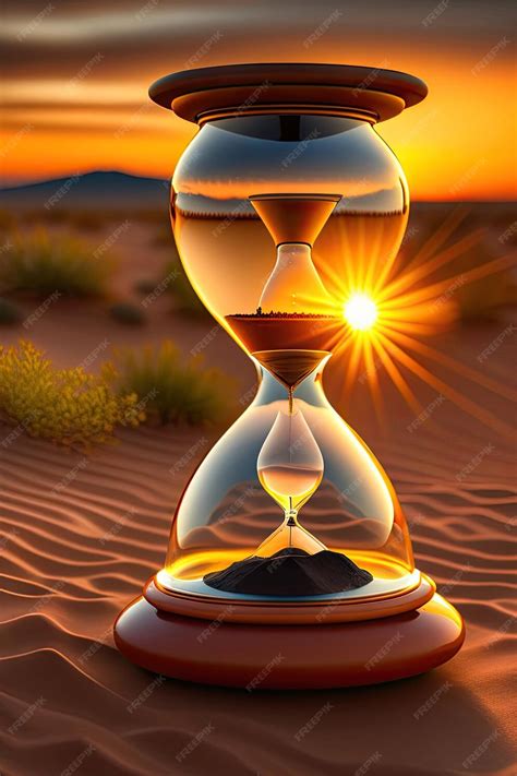 Premium Ai Image Hourglass In The Sunset Golden Hour