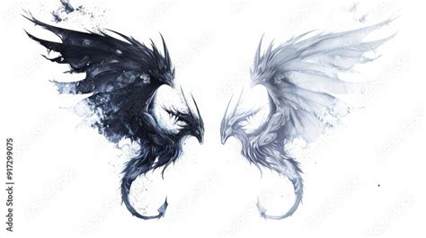 Angel And Demon Wings Opposing Each Other Digital Art Isolated On